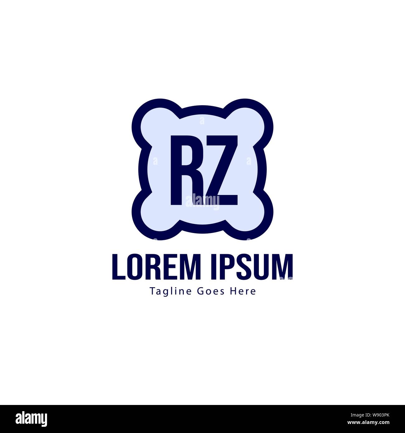 Initial RZ logo template with modern frame. Minimalist RZ letter logo ...