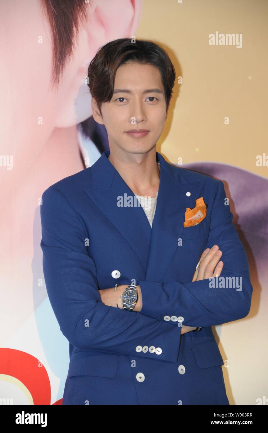 South Korean model and actor Park Hae-jin poses at a promotional event ...