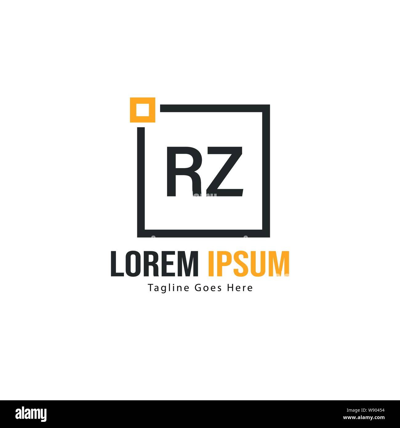 Initial RZ logo template with modern frame. Minimalist RZ letter logo ...