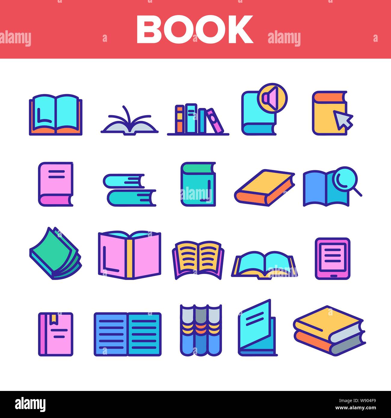 Color Library Book Sign Icons Set Vector Stock Vector Image & Art - Alamy