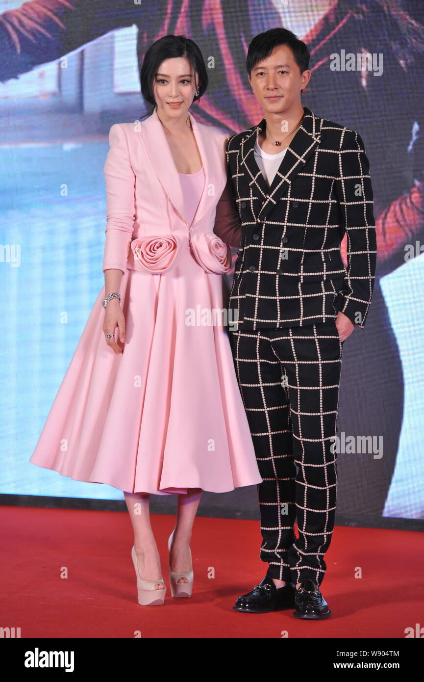 Chinese actress Fan Bingbing, left, and actor Han Geng pose during a ...