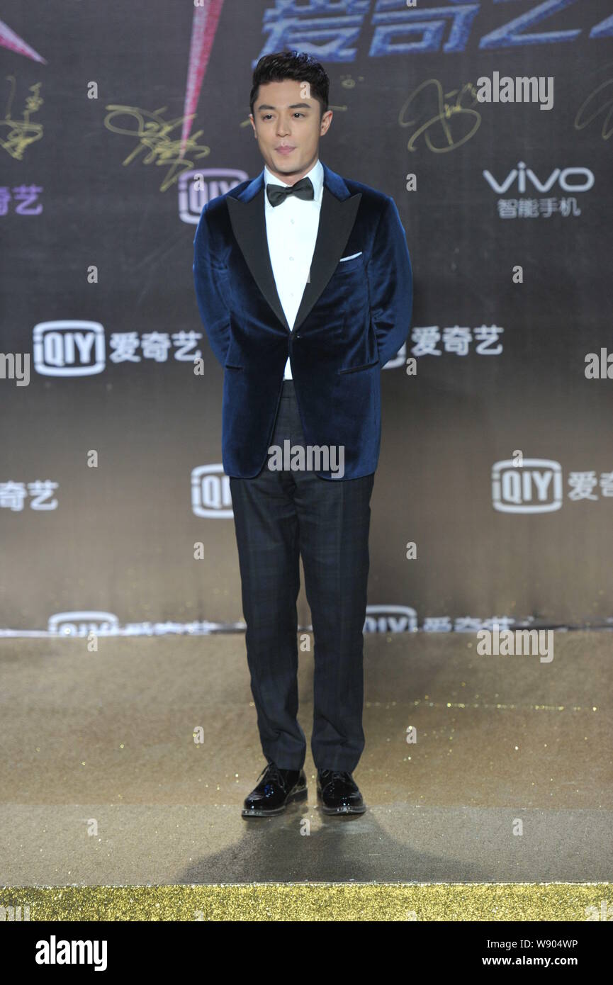 Taiwanese actor Wallace Huo poses during a fashion event by iQIYI in ...