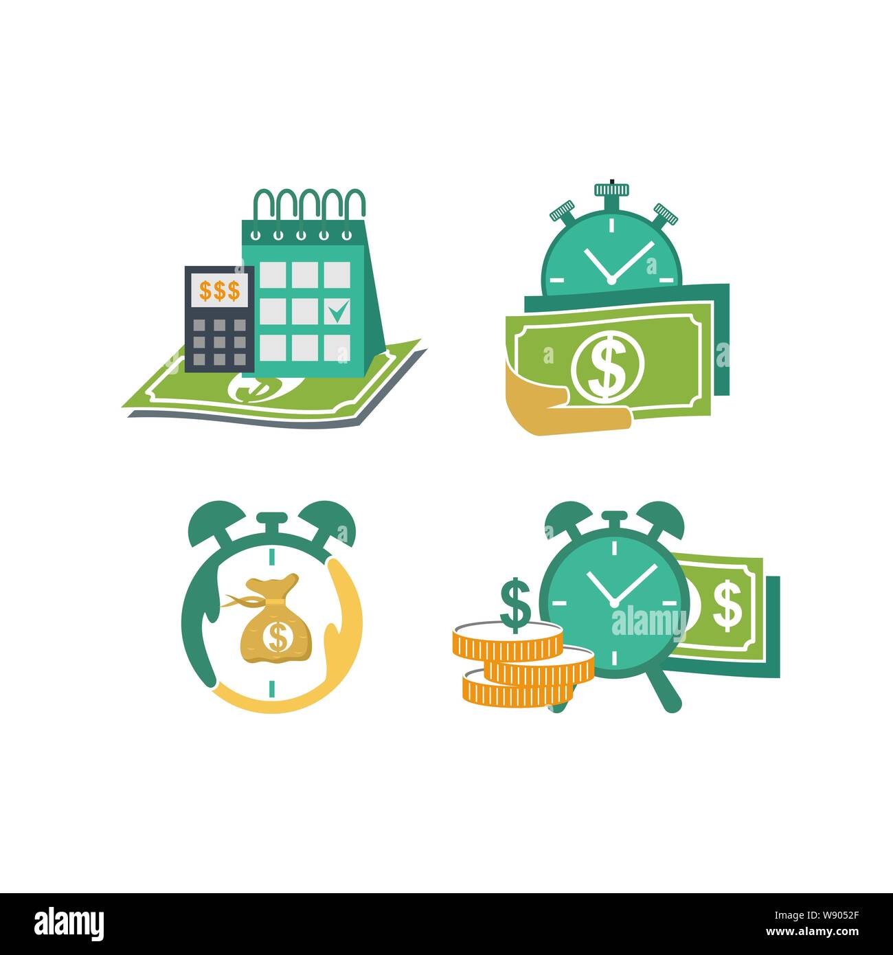 Calendar with payday calculator concept vector isolated illustration ...