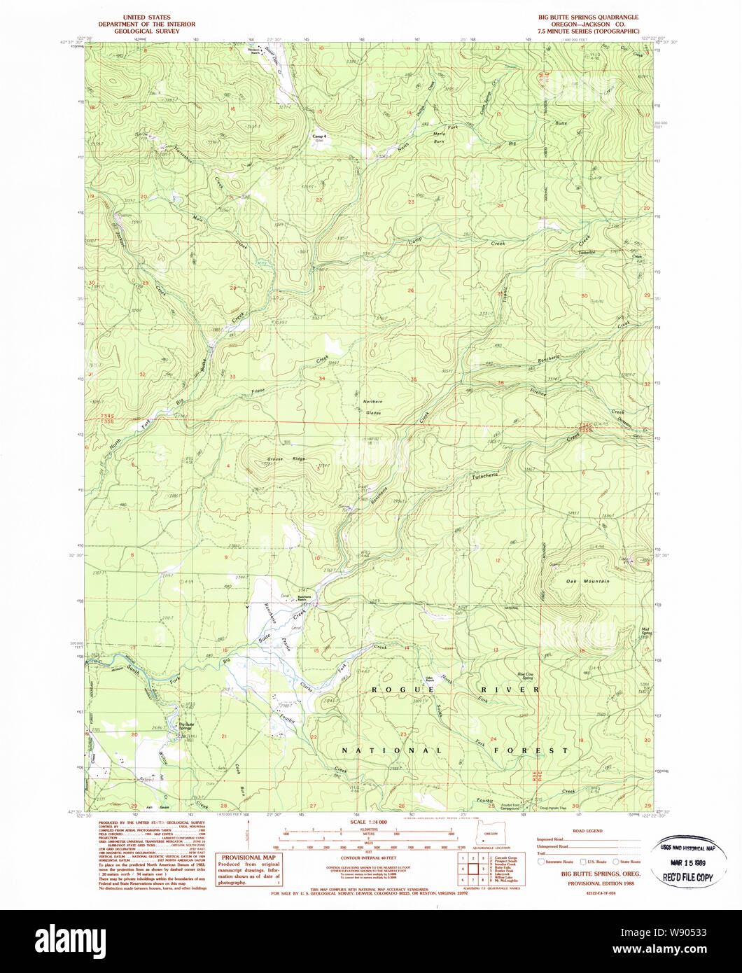 USGS Topo Map Oregon Big Butte Springs 279011 1988 24000 Restoration ...