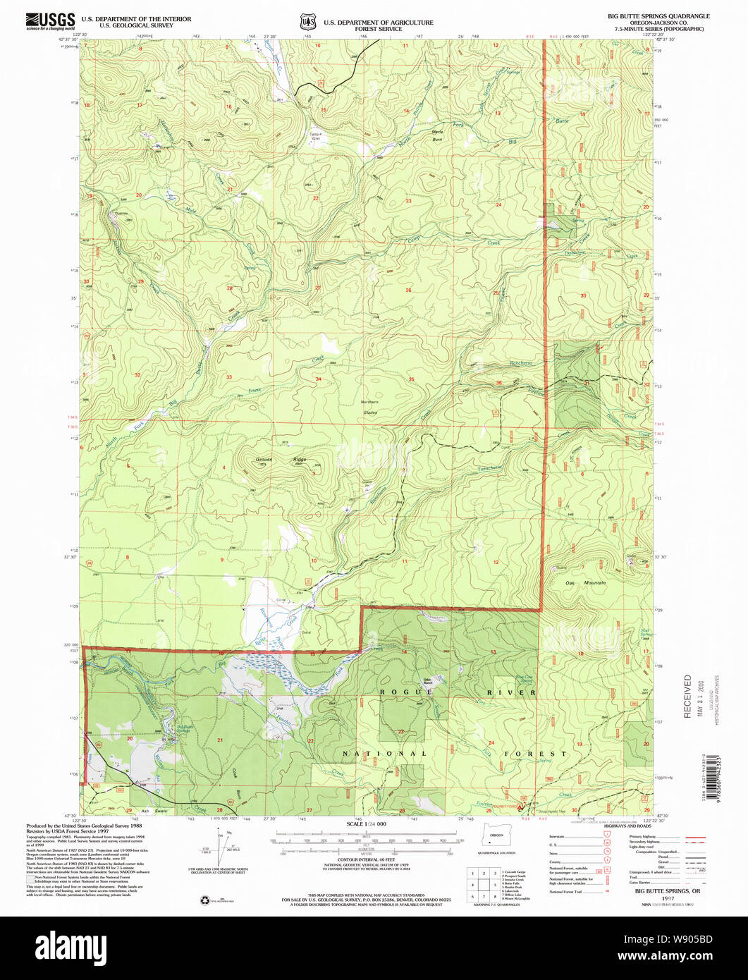 USGS Topo Map Oregon Big Butte Springs 279012 1997 24000 Restoration ...