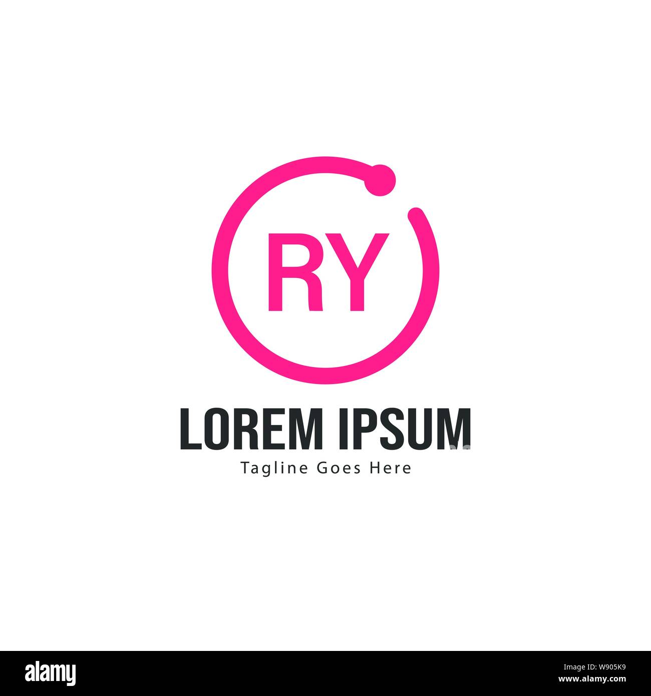 Initial RY logo template with modern frame. Minimalist RY letter logo ...