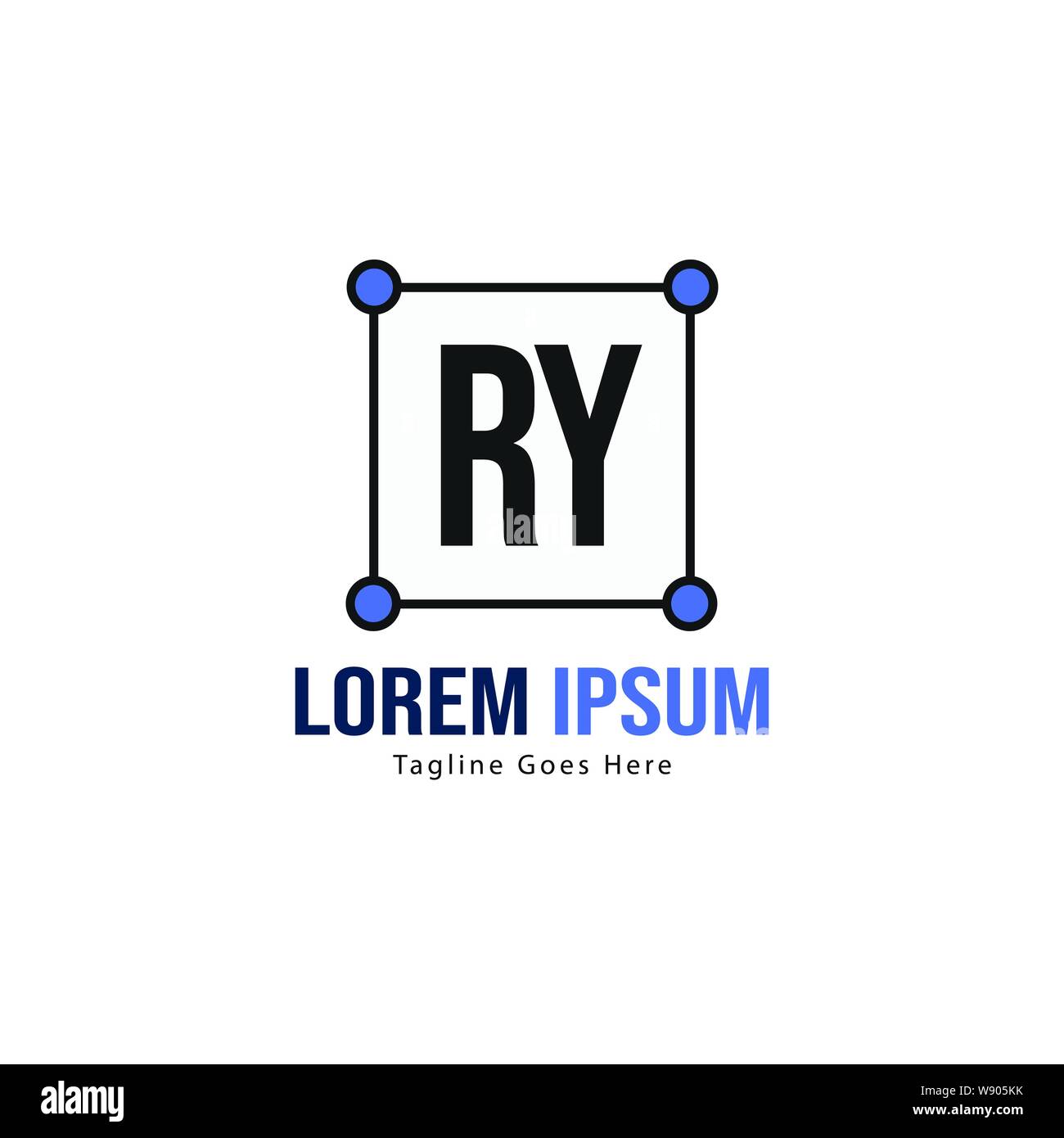 Initial RY logo template with modern frame. Minimalist RY letter logo ...