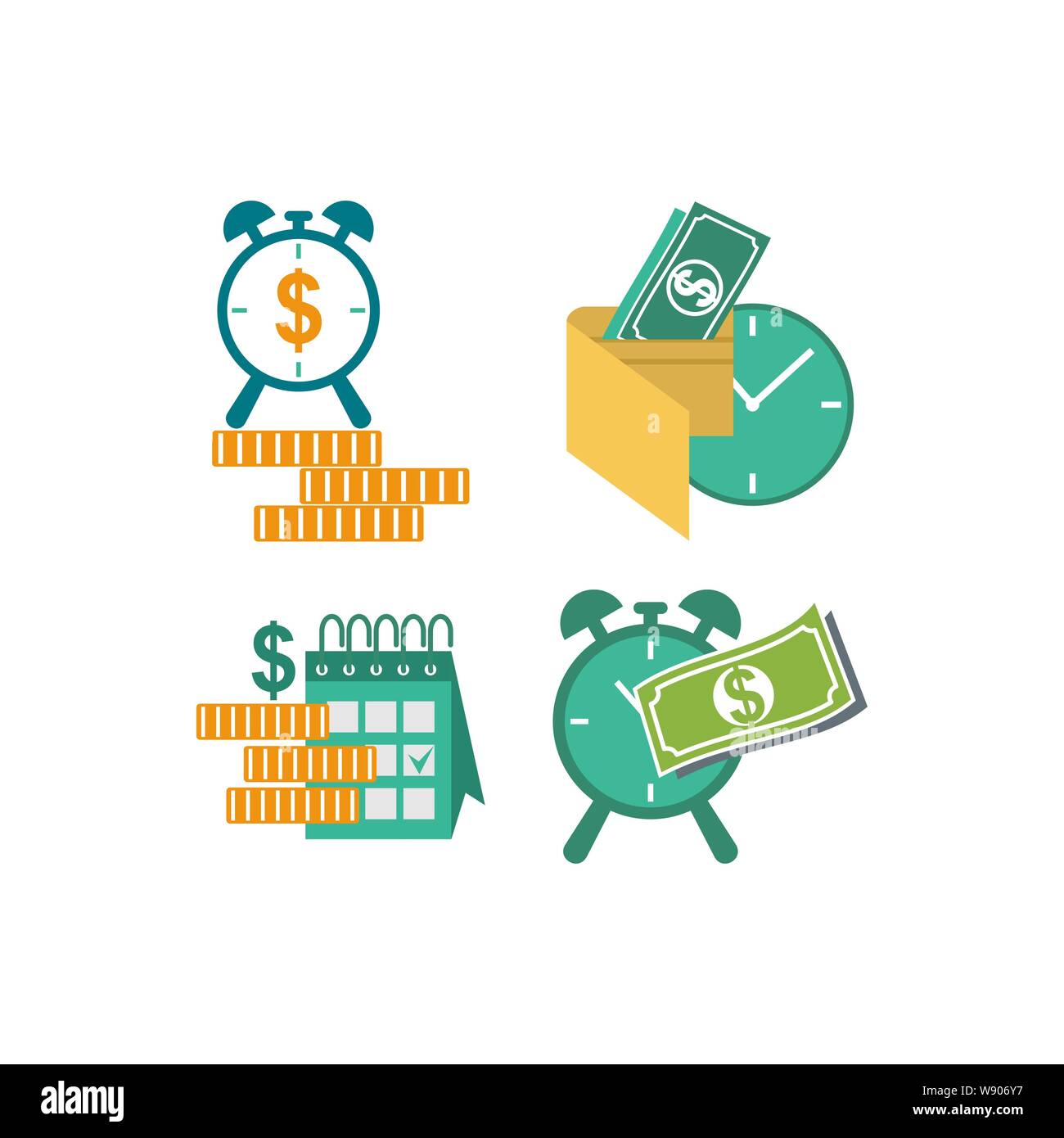 Calendar with payday calculator concept vector isolated illustration ...