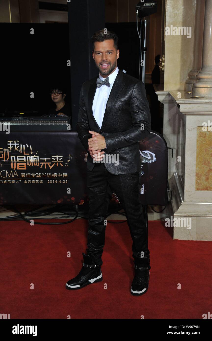 Puerto Rican singer and actor Ricky Martin poses on the red carpet for ...