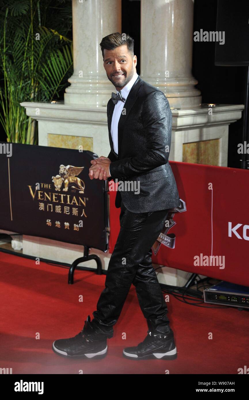 Puerto Rican singer and actor Ricky Martin poses on the red carpet for ...