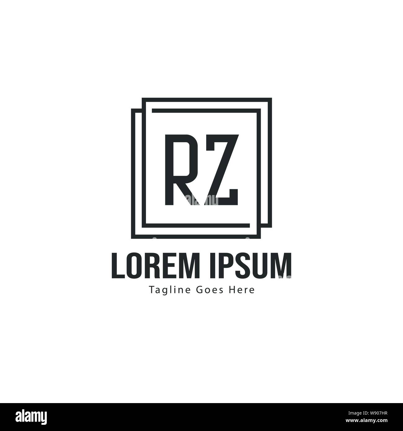 Initial RZ logo template with modern frame. Minimalist RZ letter logo ...