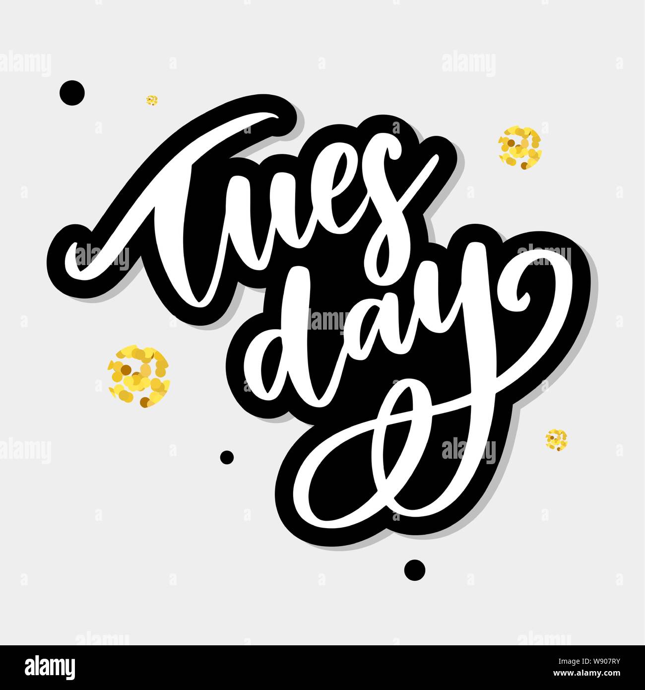 Hello Tuesday words. Quote design. Hand drawn ink lettering Stock ...