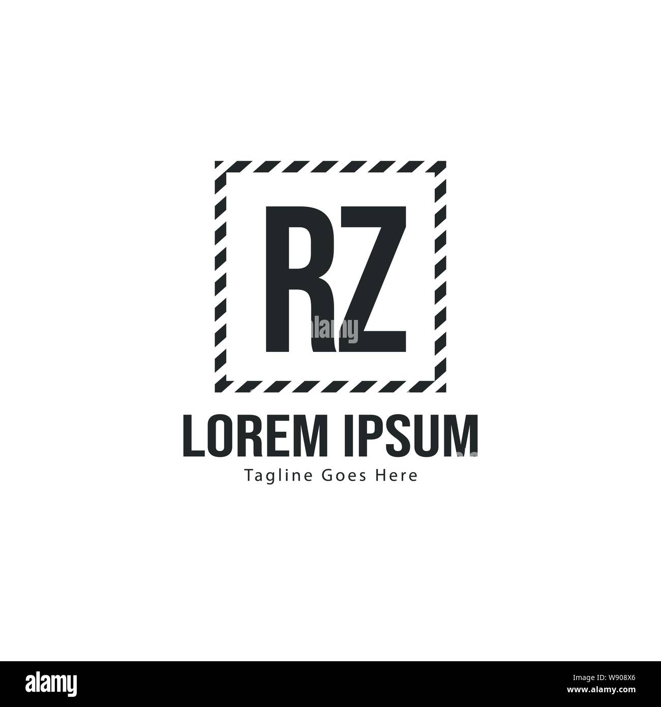 Initial RZ logo template with modern frame. Minimalist RZ letter logo ...