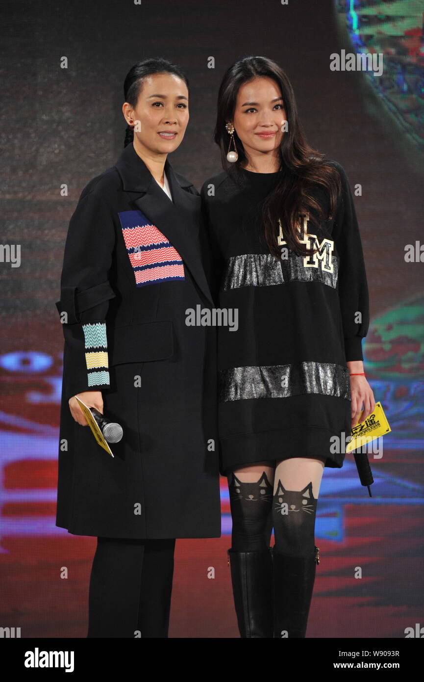 Chinese singer and actress Na Ying, left, and Taiwanese actress Shu Qi ...