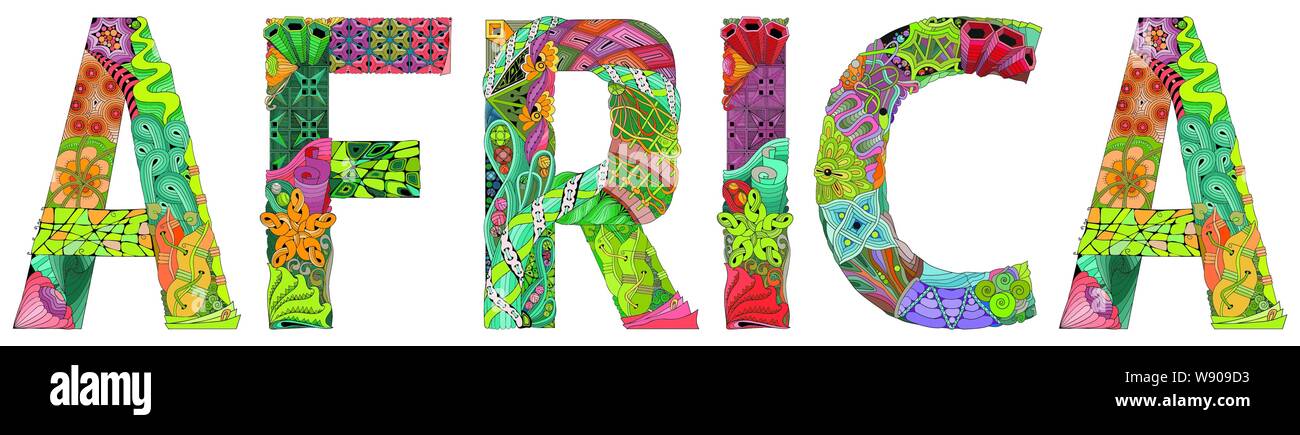 Word AFRICA. Vector zentangle object for decoration Stock Vector Image ...