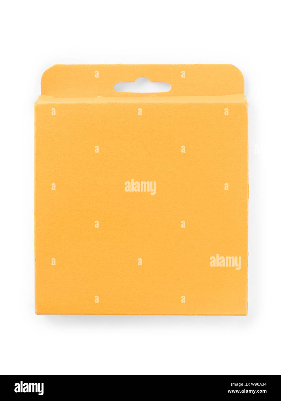 Orange cardboard square box. Top view isolated on white, clipping path ...