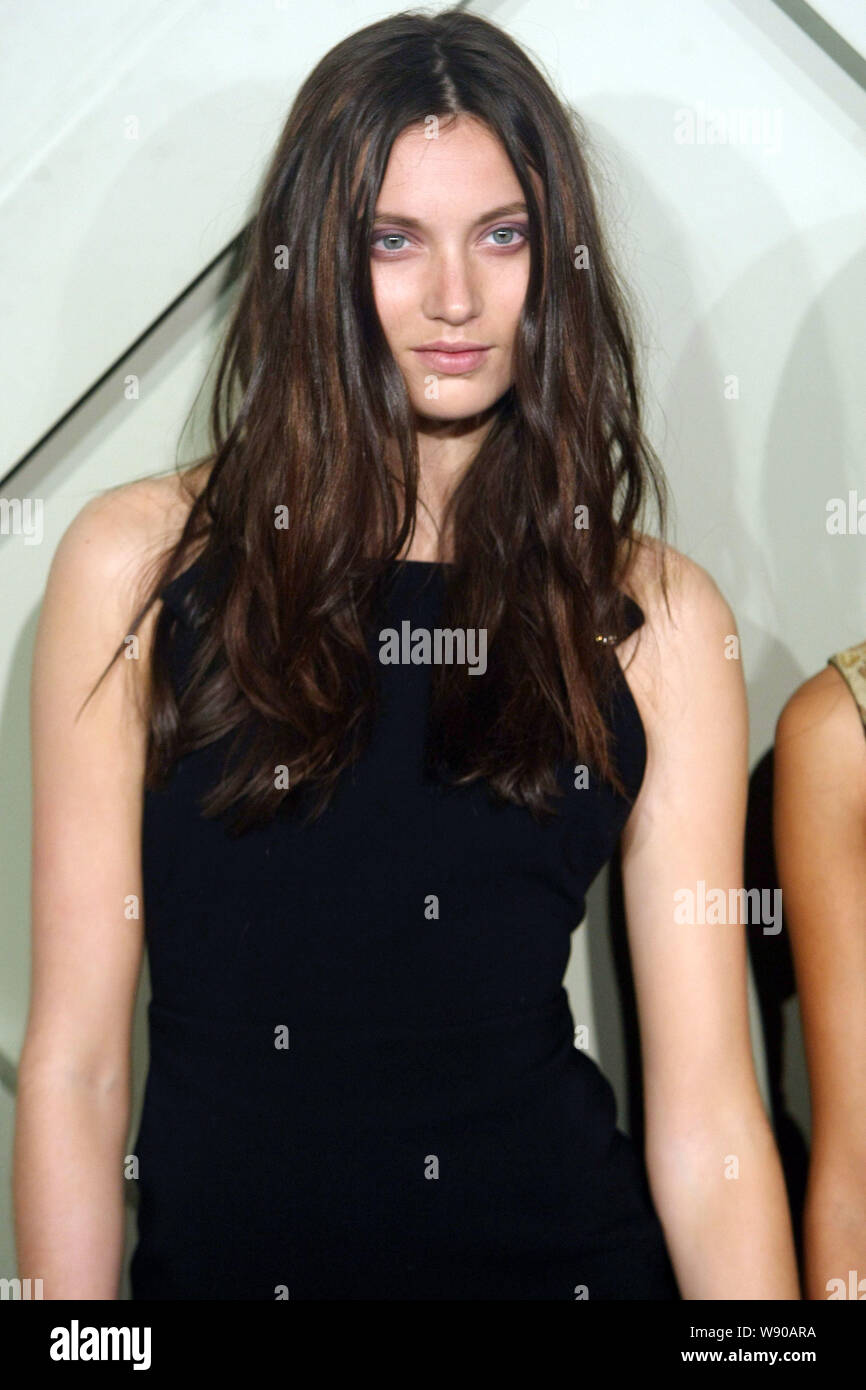 British supermodel Matilda Lowther poses on the red carpet for the ...