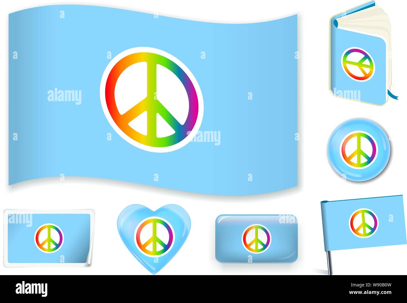 Peace flag. Vector illustration 3 layers. Shadows, flat flag, lights ...