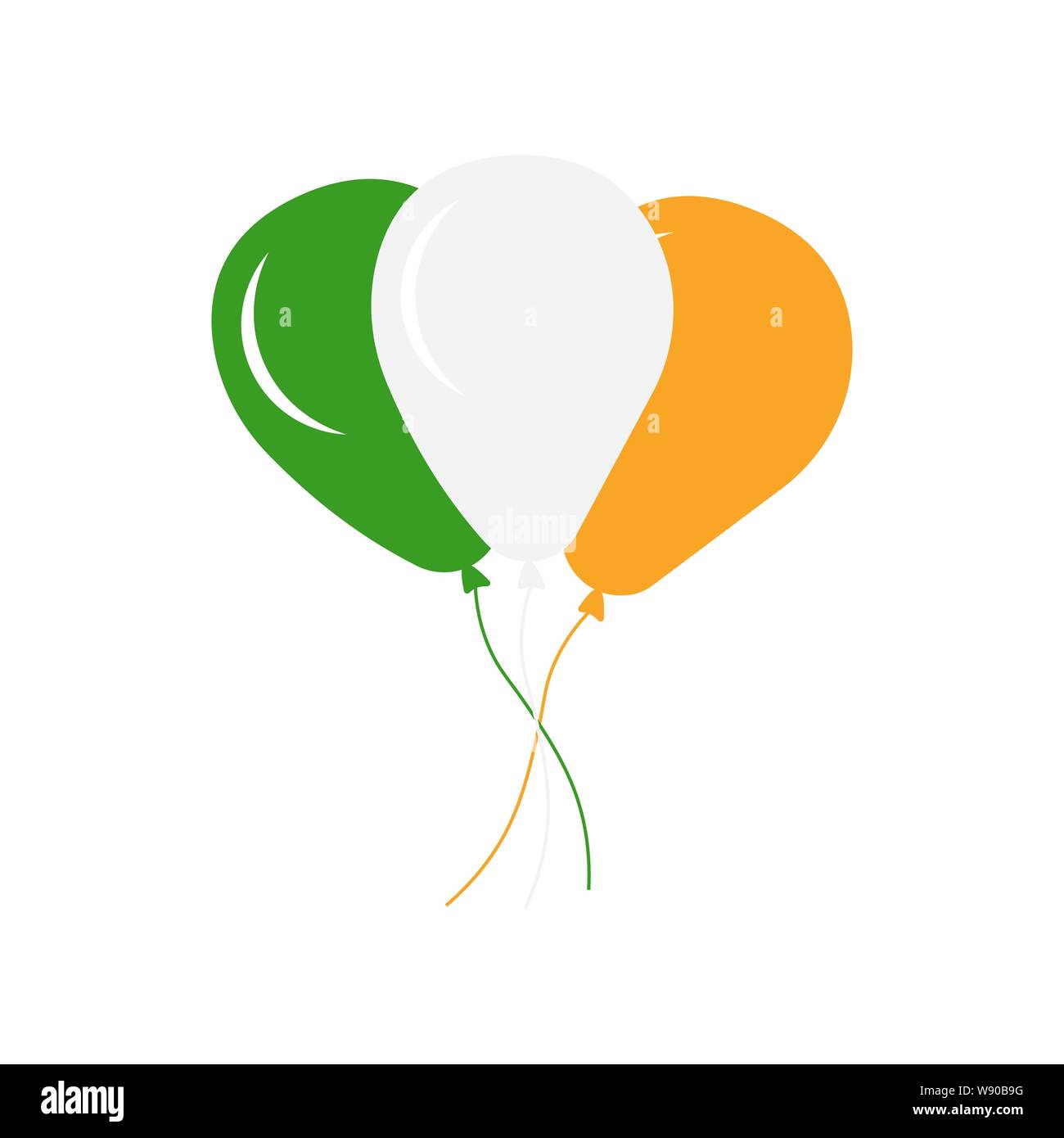 Set of balloons in the colors of the Irish flag isolated on white ...