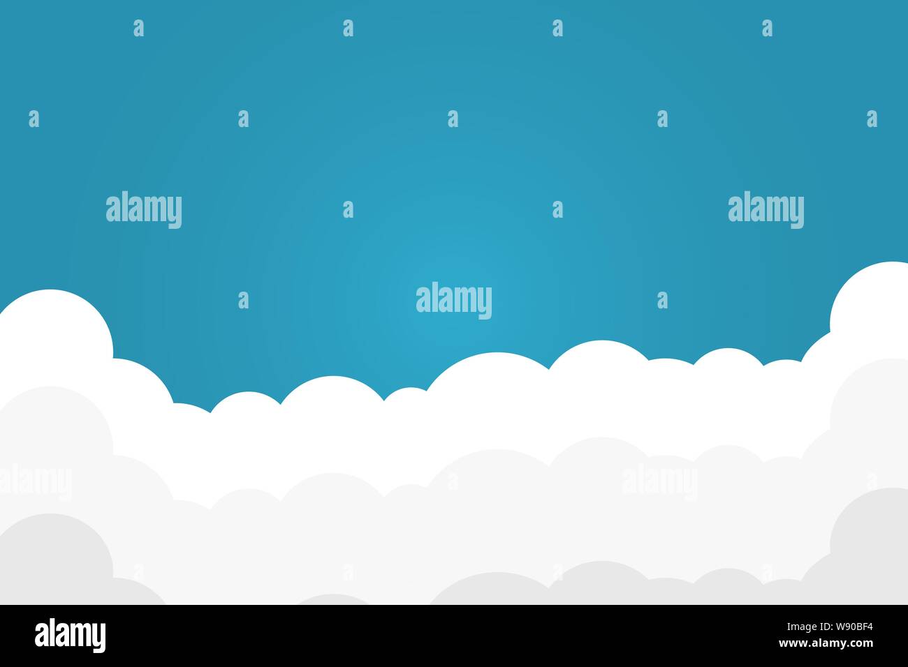Blue sky with white clouds background. Border of clouds. Flat style ...