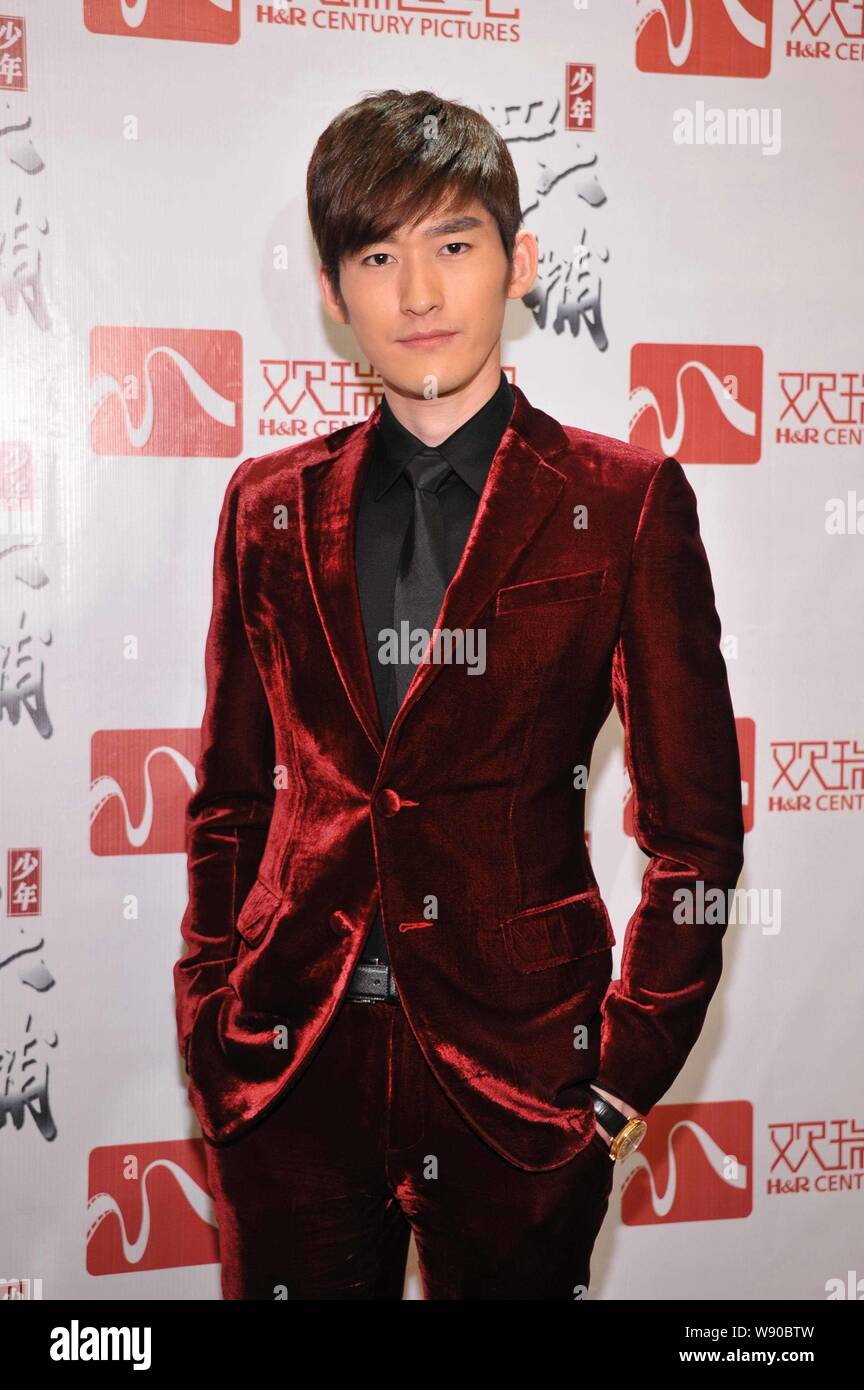 Chinese actor and singer Zhang Han poses during a press conference for ...