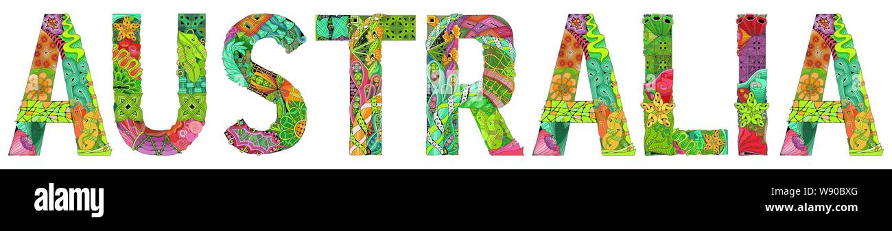 Word Australia. Vector zentangle object for decoration Stock Vector ...