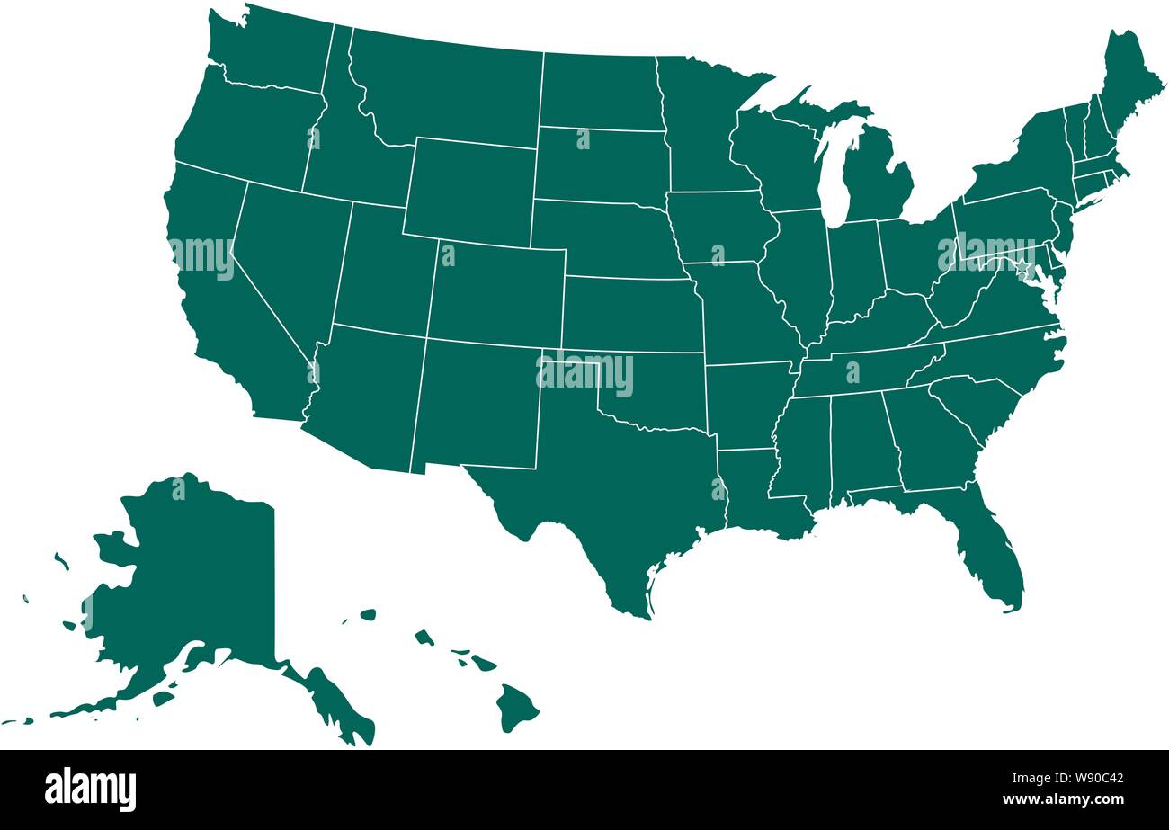 Green USA map on white - Vector illustration Stock Vector Image & Art ...