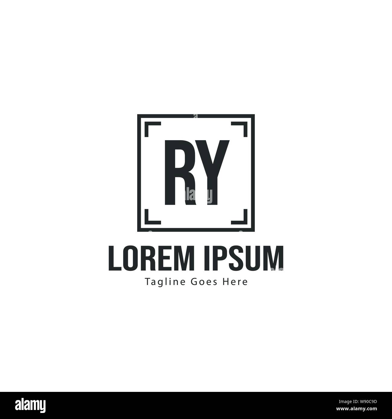 Initial RY logo template with modern frame. Minimalist RY letter logo ...