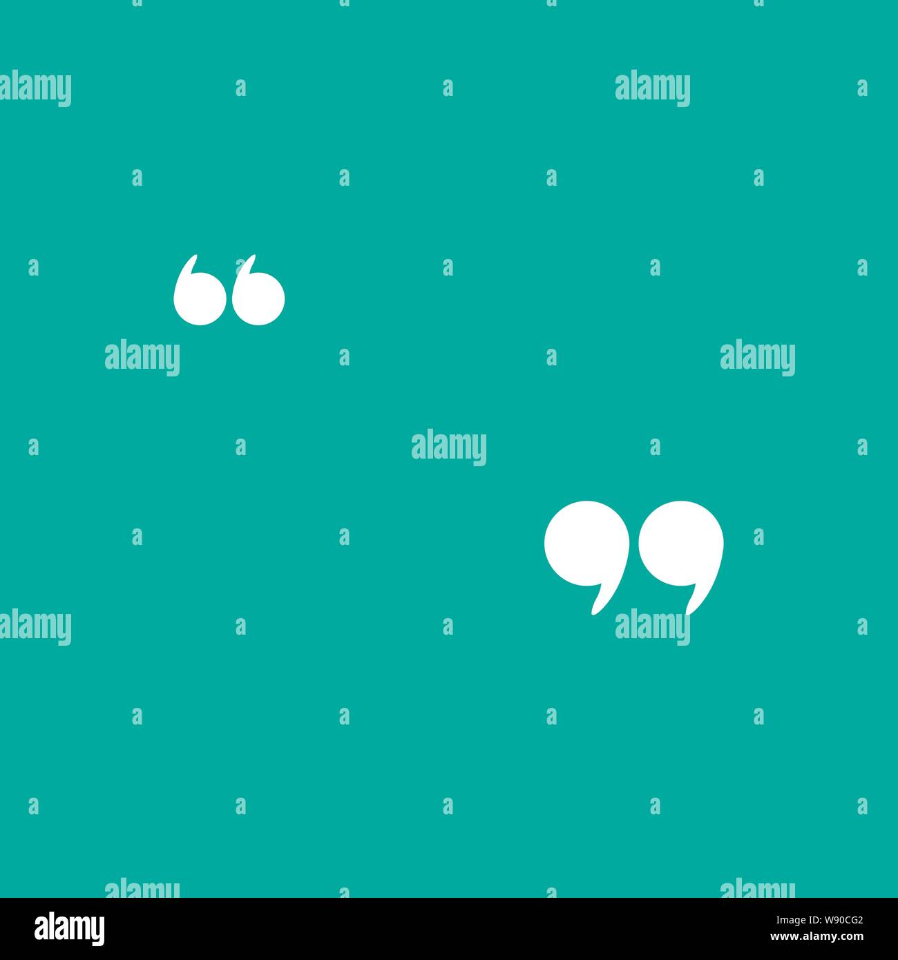 white quote marks isolated on tuquoise background. Flat reading icon ...
