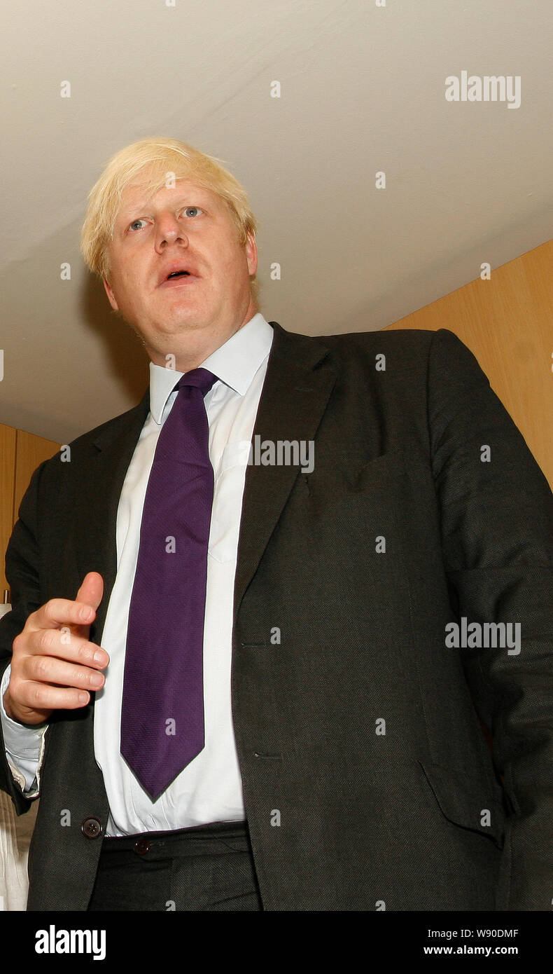 London Mayor Boris Johnson complete with crumpled tie in Brixton South ...