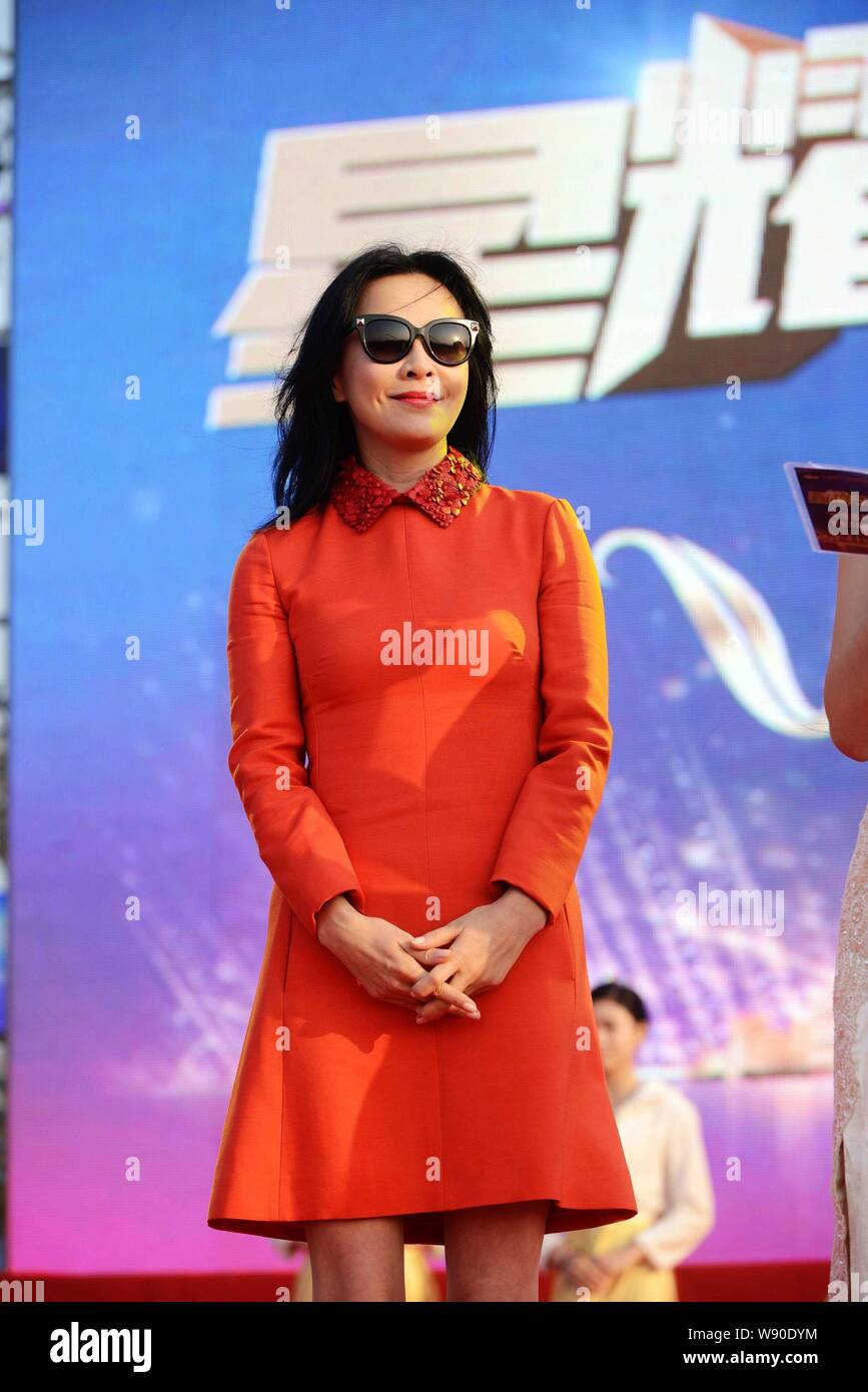 Hong Kong actress Carina Lau poses at a launch event for a residential ...