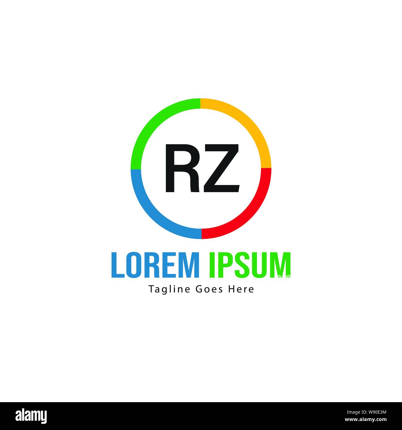 Initial RZ logo template with modern frame. Minimalist RZ letter logo ...