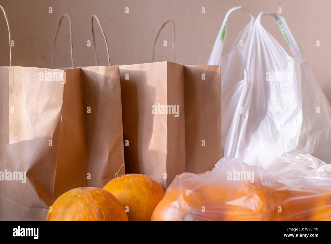 Paper plastic bags packages hi-res stock photography and images - Alamy