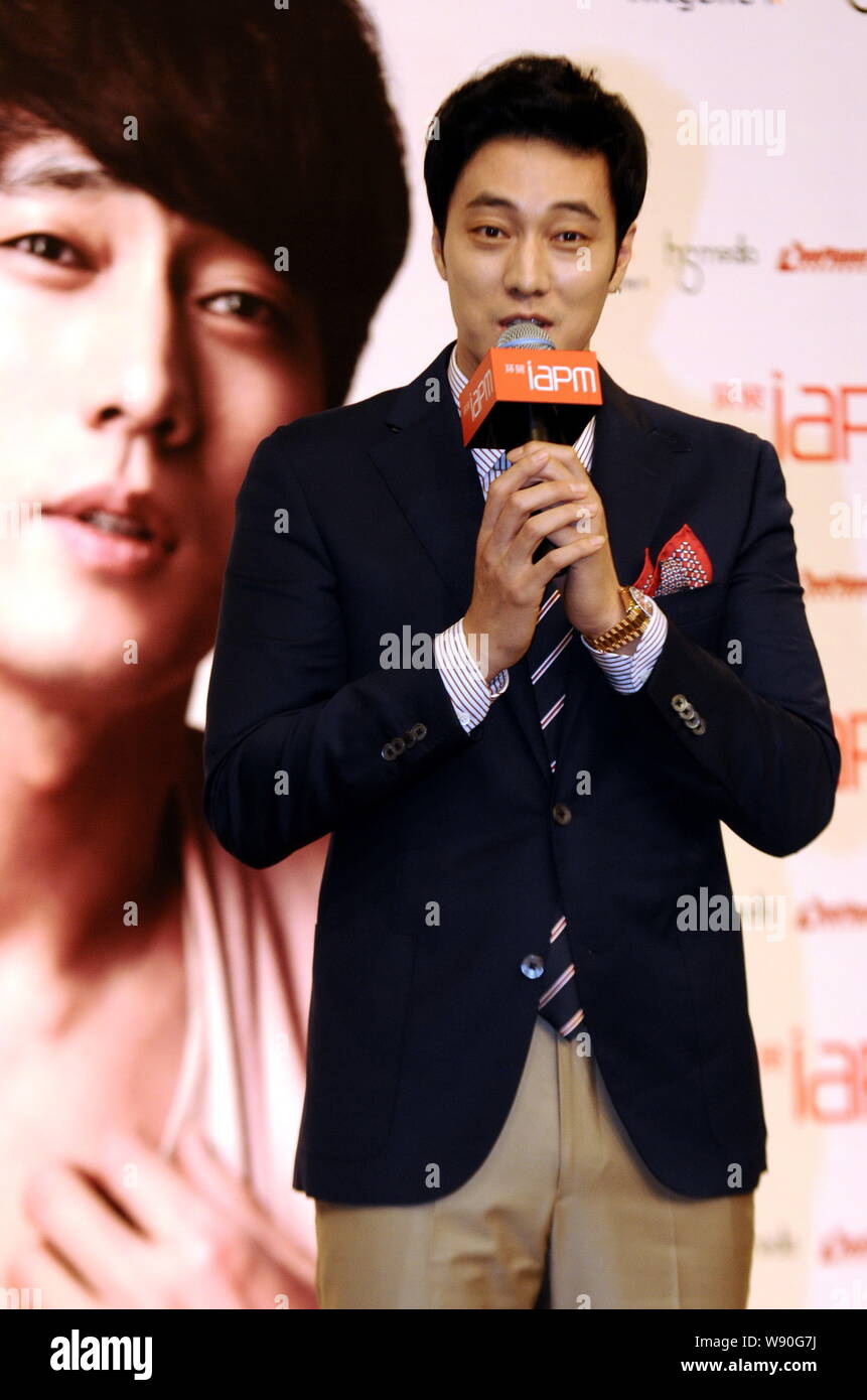 South Korean actor So Ji-Sub speaks during a fan meeting event in ...