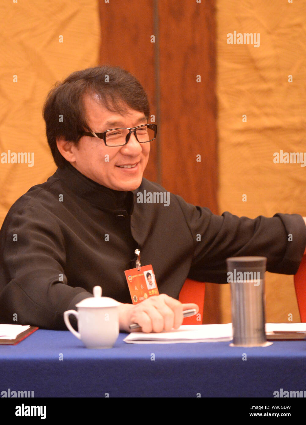 Hong Kong actor Jackie Chan smiles at a panel discussion during the ...