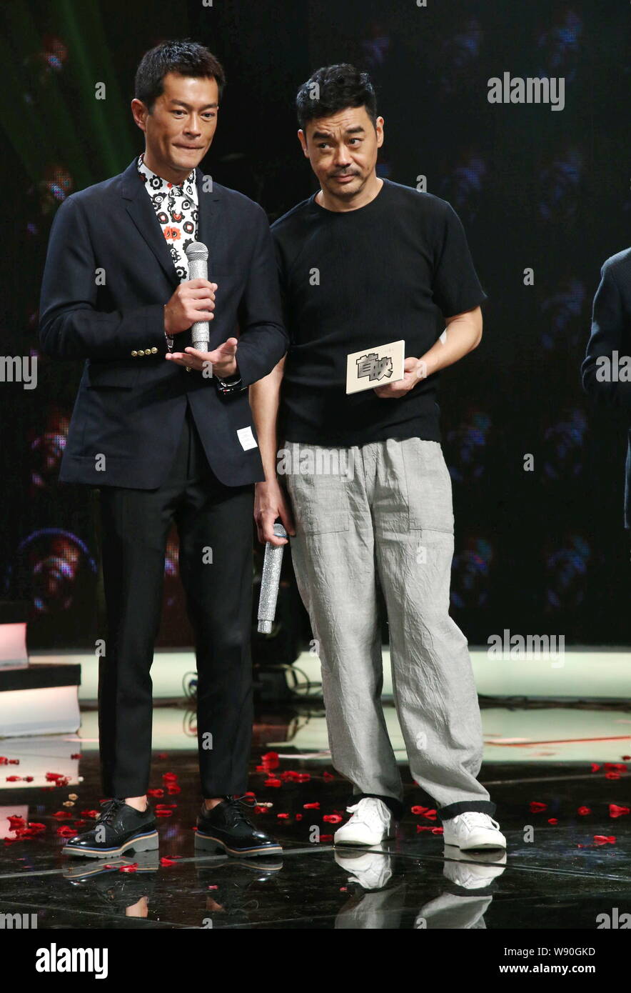 Hong Kong actors Louis Koo Tin-lok, left, and Sean Lau Ching-wan attend ...