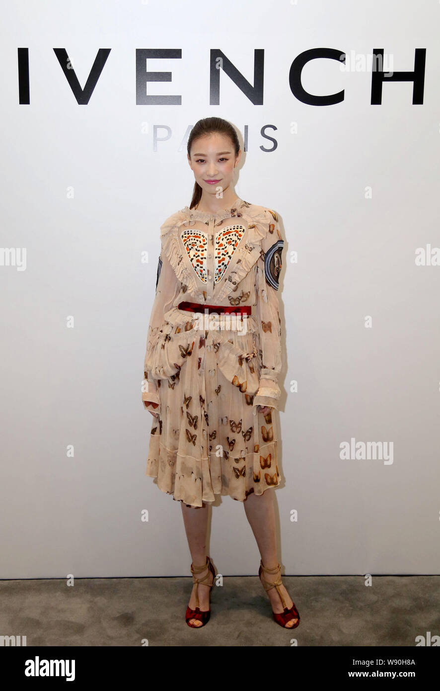 Chinese actress Ni Ni poses during the opening ceremony for Givenchy's ...