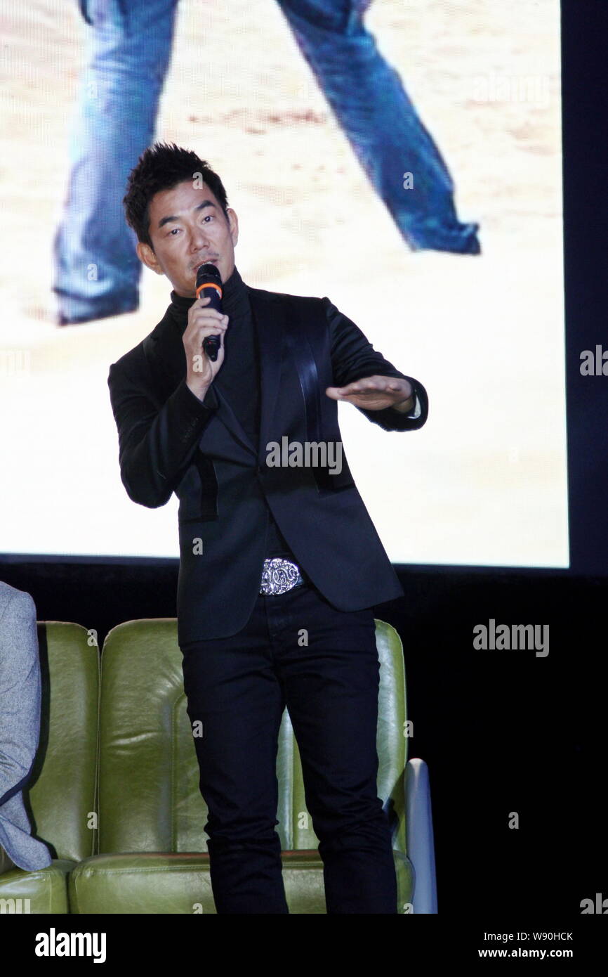 Taiwanese singer and actor Richie Jen speaks at the launch event for ...