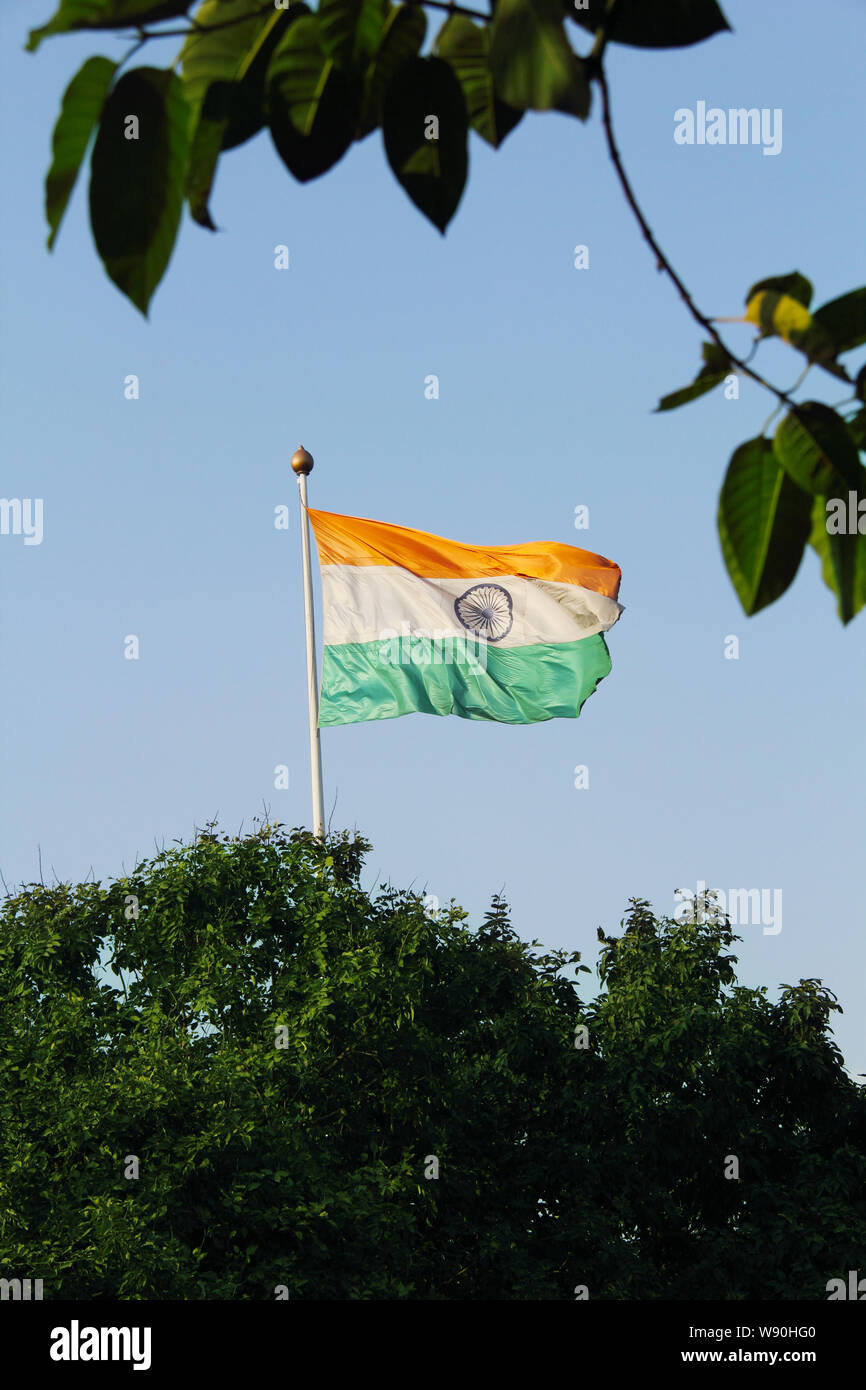 Low angle view of an Indian flag fluttering Stock Photo - Alamy