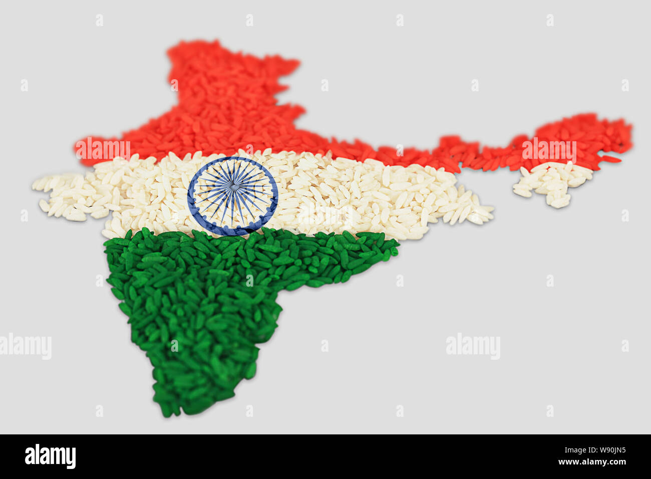 Indian map made of rice and representing Indian Flag Stock Photo - Alamy