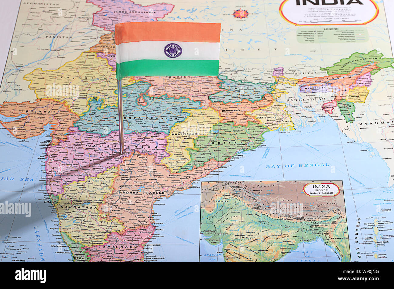 Indian flag on Indian map Stock Photo - Alamy