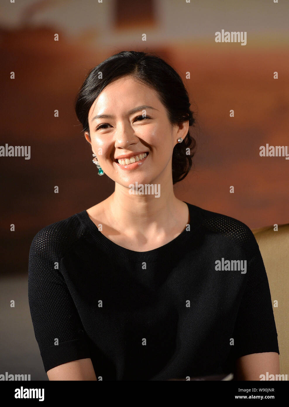 Chinese actress Zhang Ziyi smiles during a press conference for her new ...
