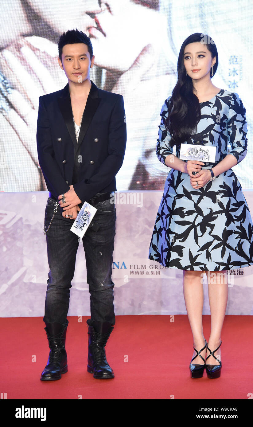 Chinese actor Huang Xiaoming, left, and actress Fan Bingbing pose ...
