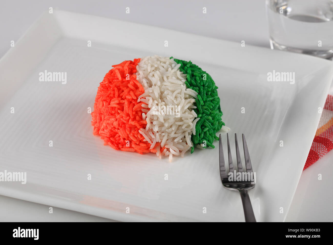 Rice served in a tray and representing Indian Flag Stock Photo - Alamy