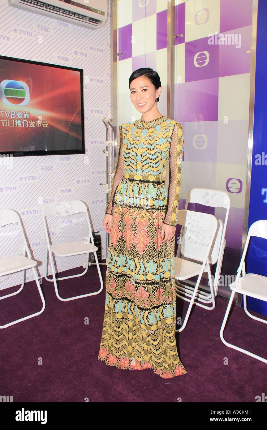 Hong Kong actress Charmaine Sheh poses at a press conference for her ...