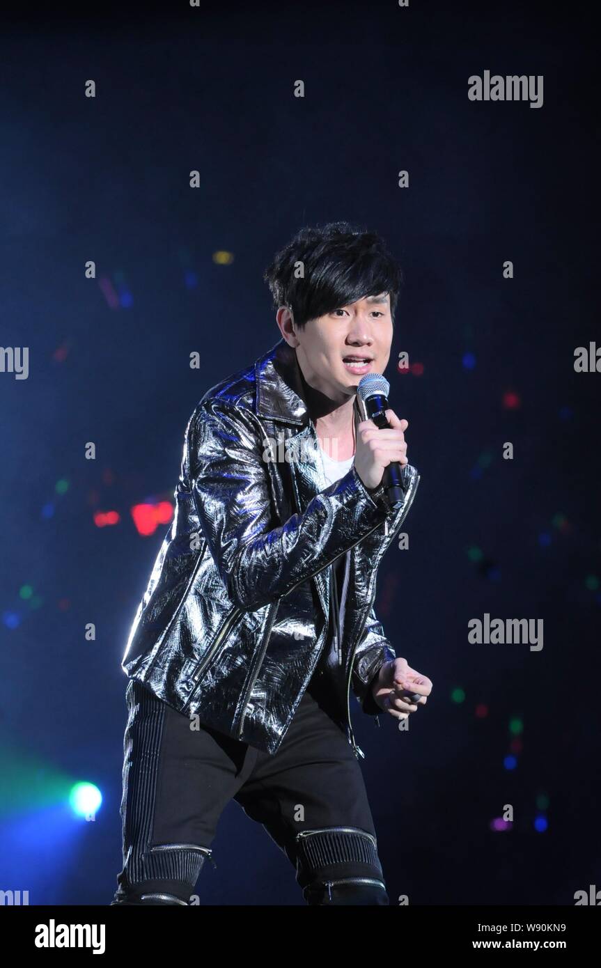 Singaporean singer JJ Lin performs during a concert in Guangzhou city, south Chinas Guangdong ...