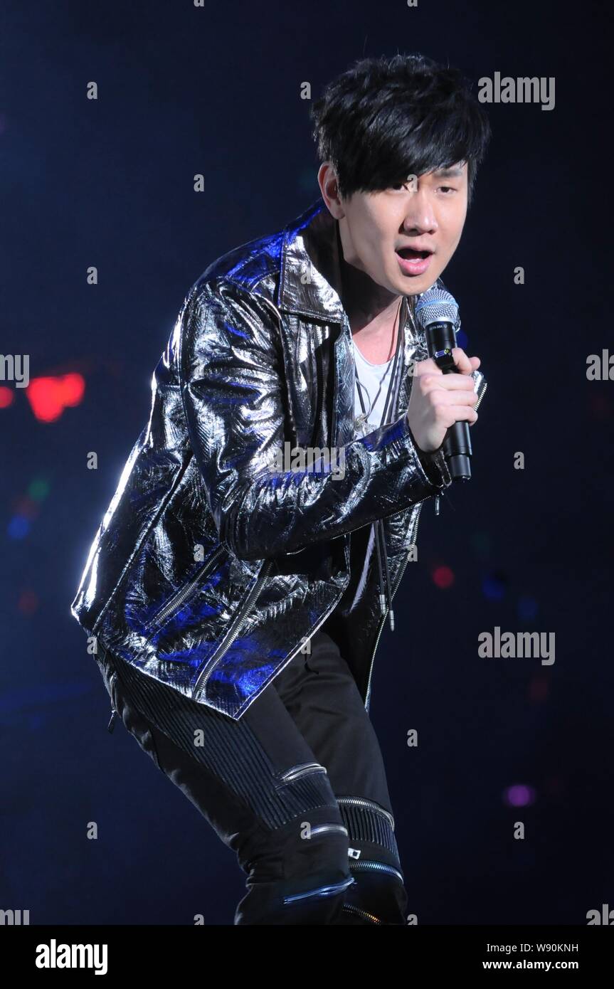 Singaporean singer JJ Lin performs during a concert in Guangzhou city ...