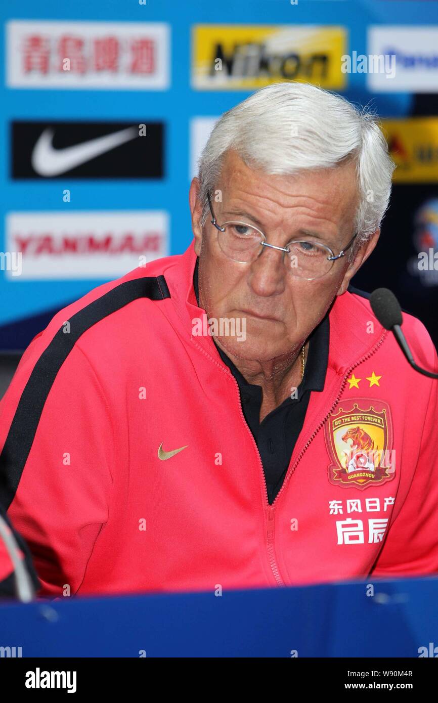 Italian soccer coach Marcello Lippi of Chinas Guangzhou Evergrande FC ...