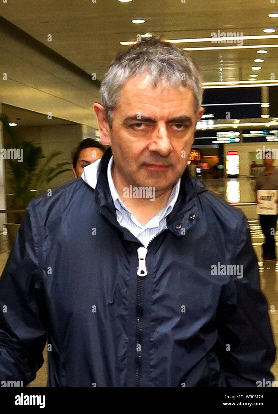 English actor Rowan Atkinson arrives at the Shanghai Pudong ...