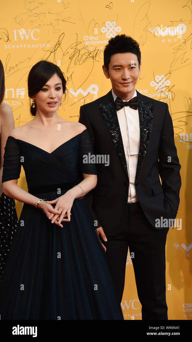 South Korean actress Song Hye Kyo, left, and Chinese actor Huang ...